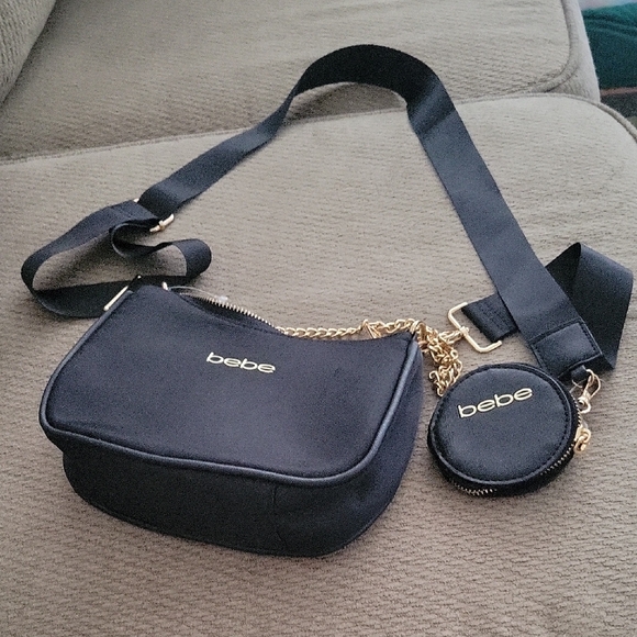 bebe | Bags | Bebe Black Crossbody Bag With Coin Pouch | Poshmark
